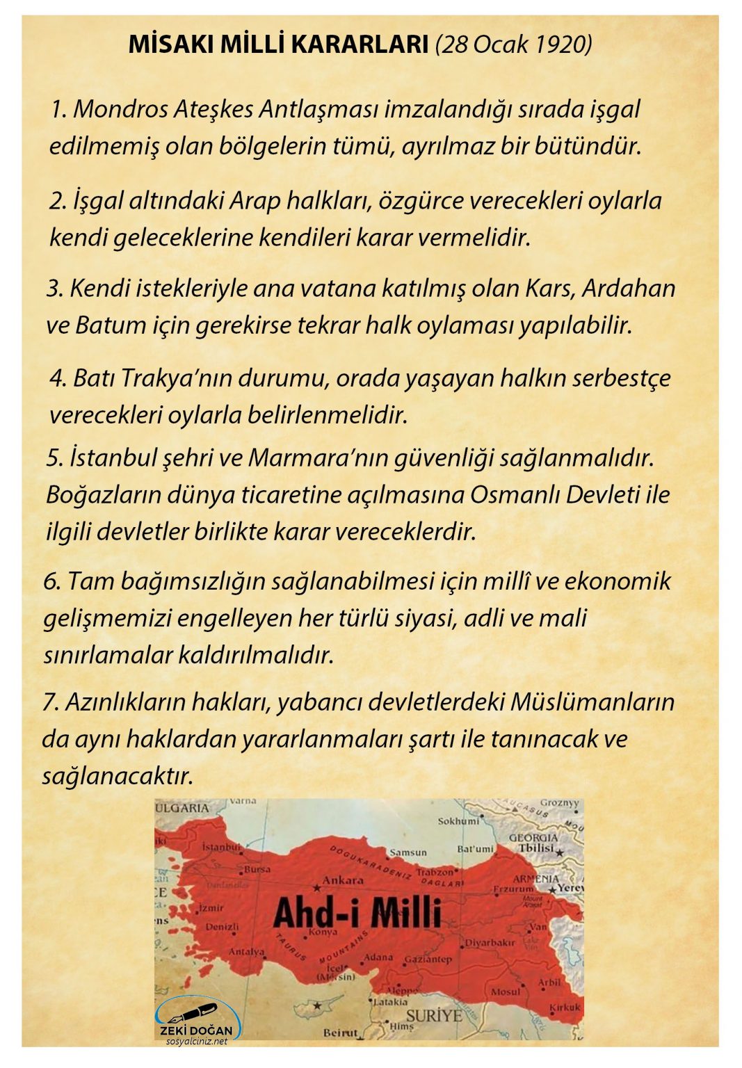 Misakı Milli Kararları ve Haritası | Sosyal Bilgiler - Sosyalciniz ...