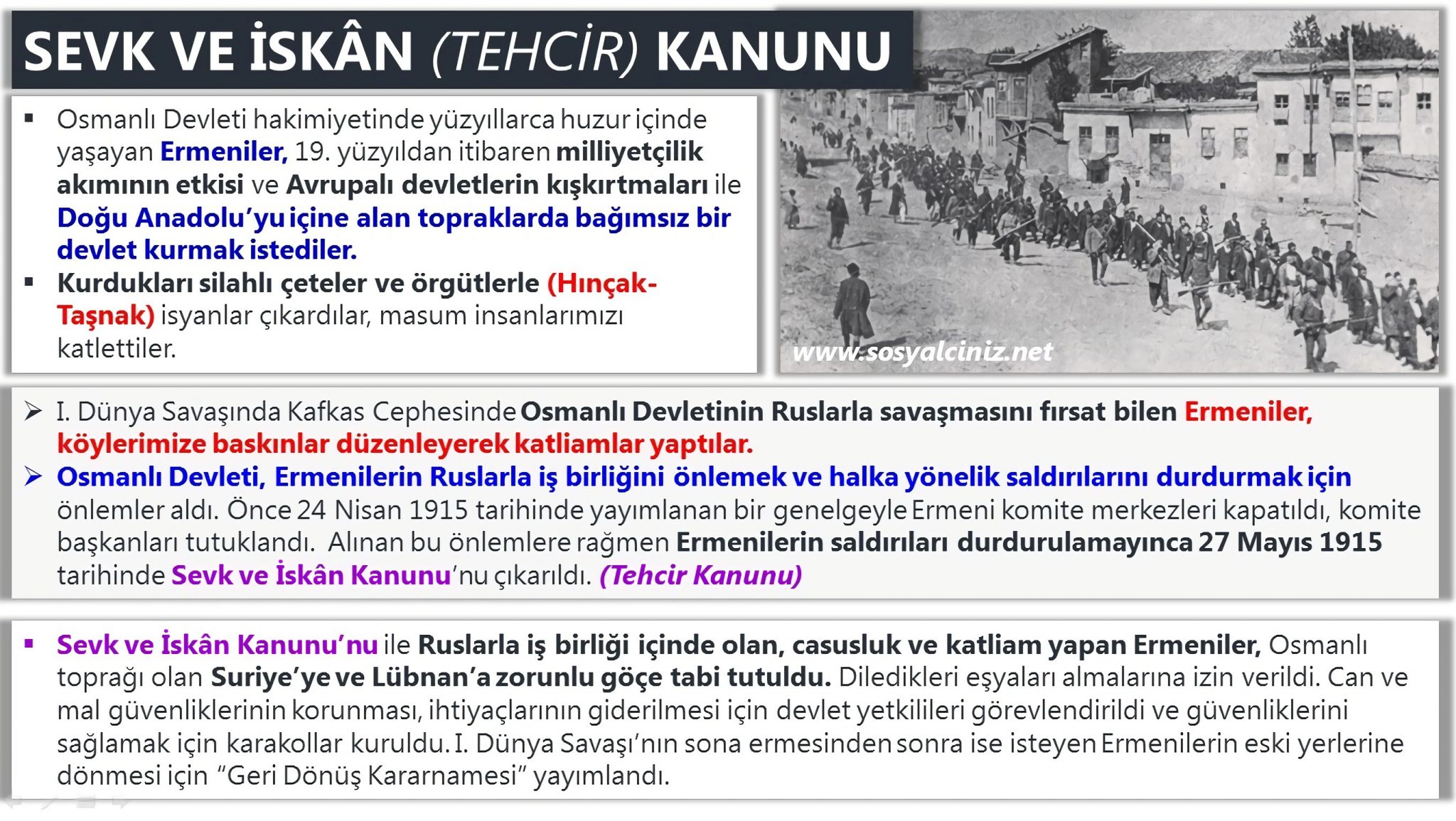 Sevk ve İskan Tehcir Kanunu | Sosyal Bilgiler - Sosyalciniz - Zeki DOĞAN